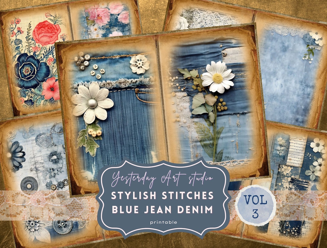 Junk Journal Denim Ephemera Download Collage Sheet Denim Junk Journal ...