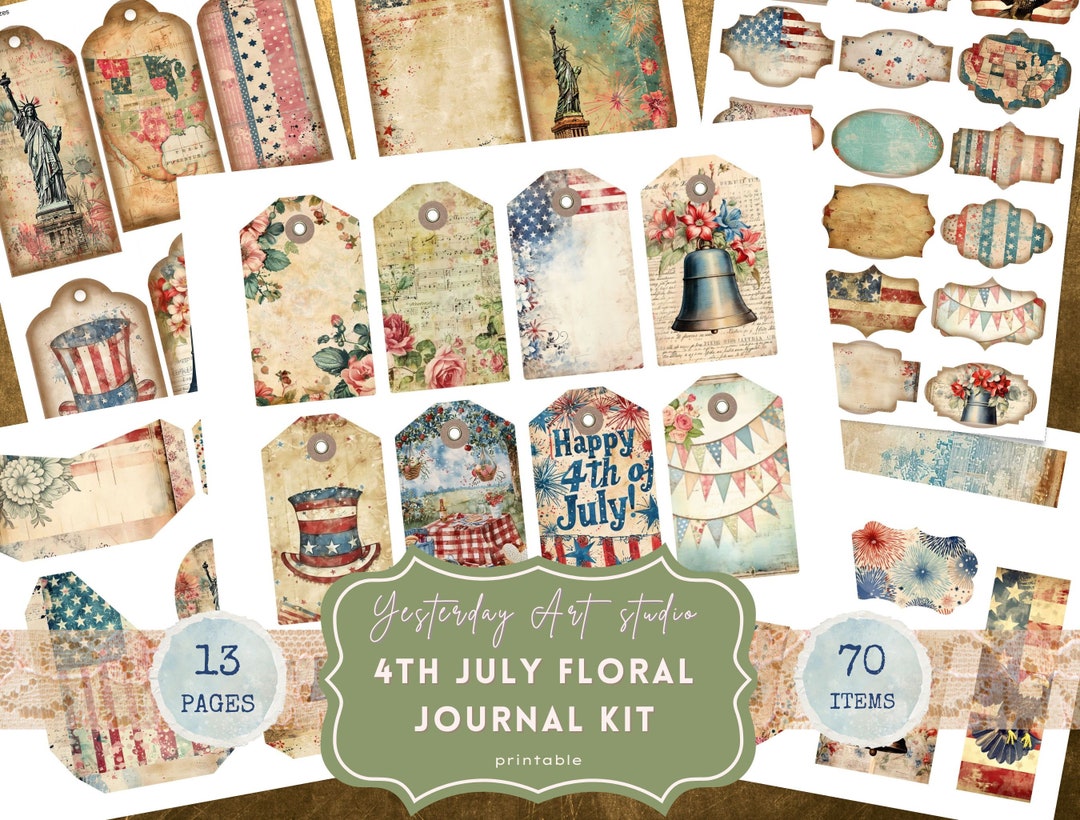 4th of July Junk Journal Kit USA Holiday Ephemera Patriotic Scrapbook ...
