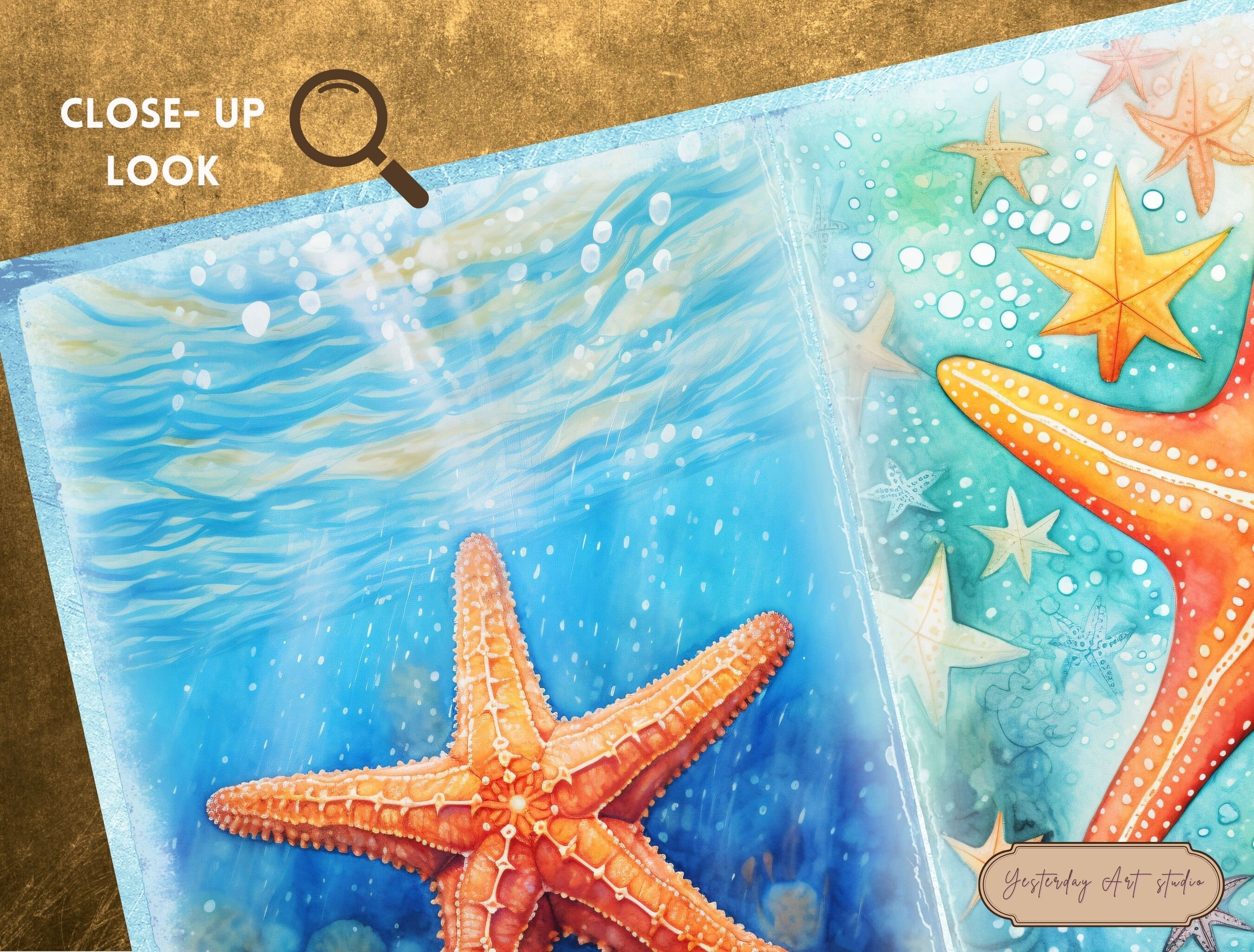 Starfish Junk Journal Pages Ocean Ephemera Digital Scrapbook Paper Kit ...