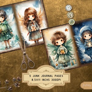 Christmas Angel Junk Journal Pages Digital Scrapbook Paper Kit Angel ...