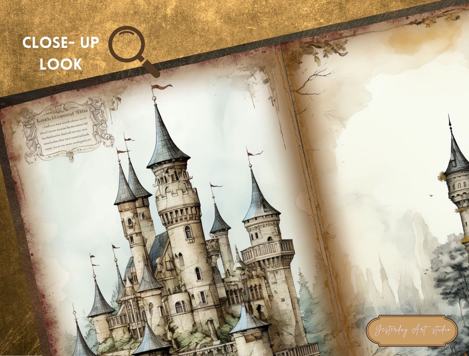 Old Castle Junk Journal Pages Ephemera Digital Scrapbook Medieval ...