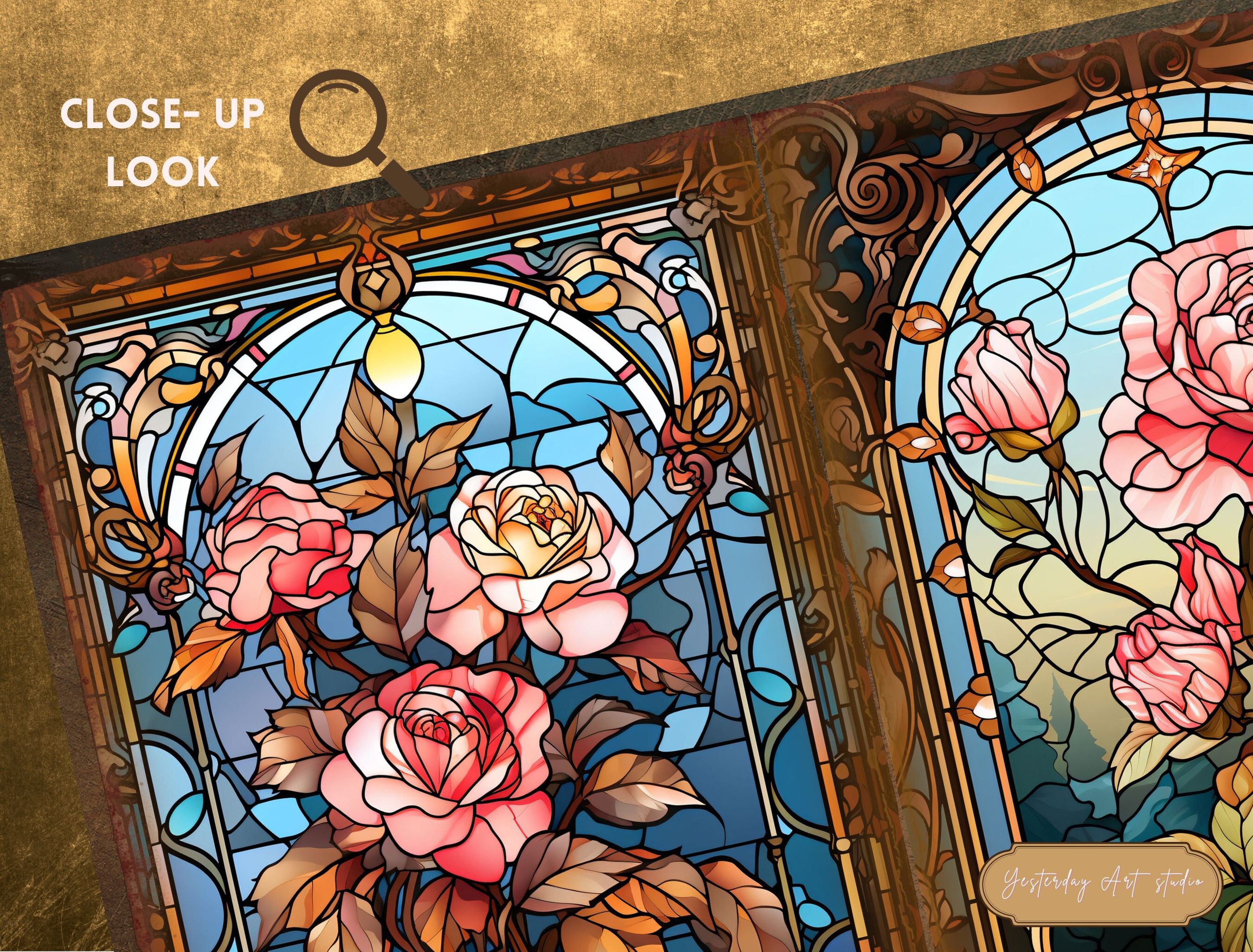 Stained Glass Window Junk Journal Pages Digital Scrapbook Paper Kit ...
