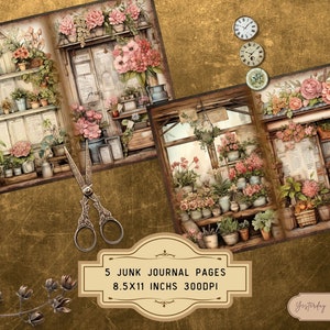 Floral Shop Junk Journal Pages Botanical Scrapbook Supplies Floral ...