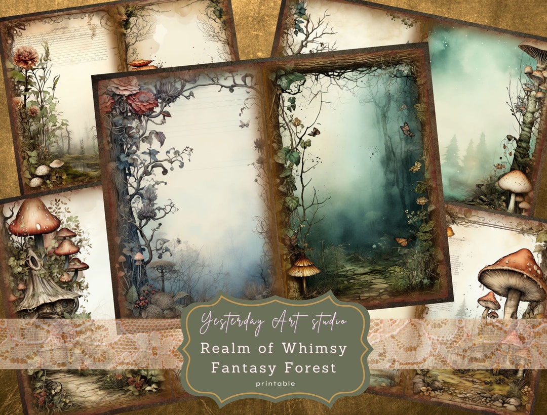 Fantasy Forest Junk Journal Pages Digital Scrapbook Paper Kit Vintage ...