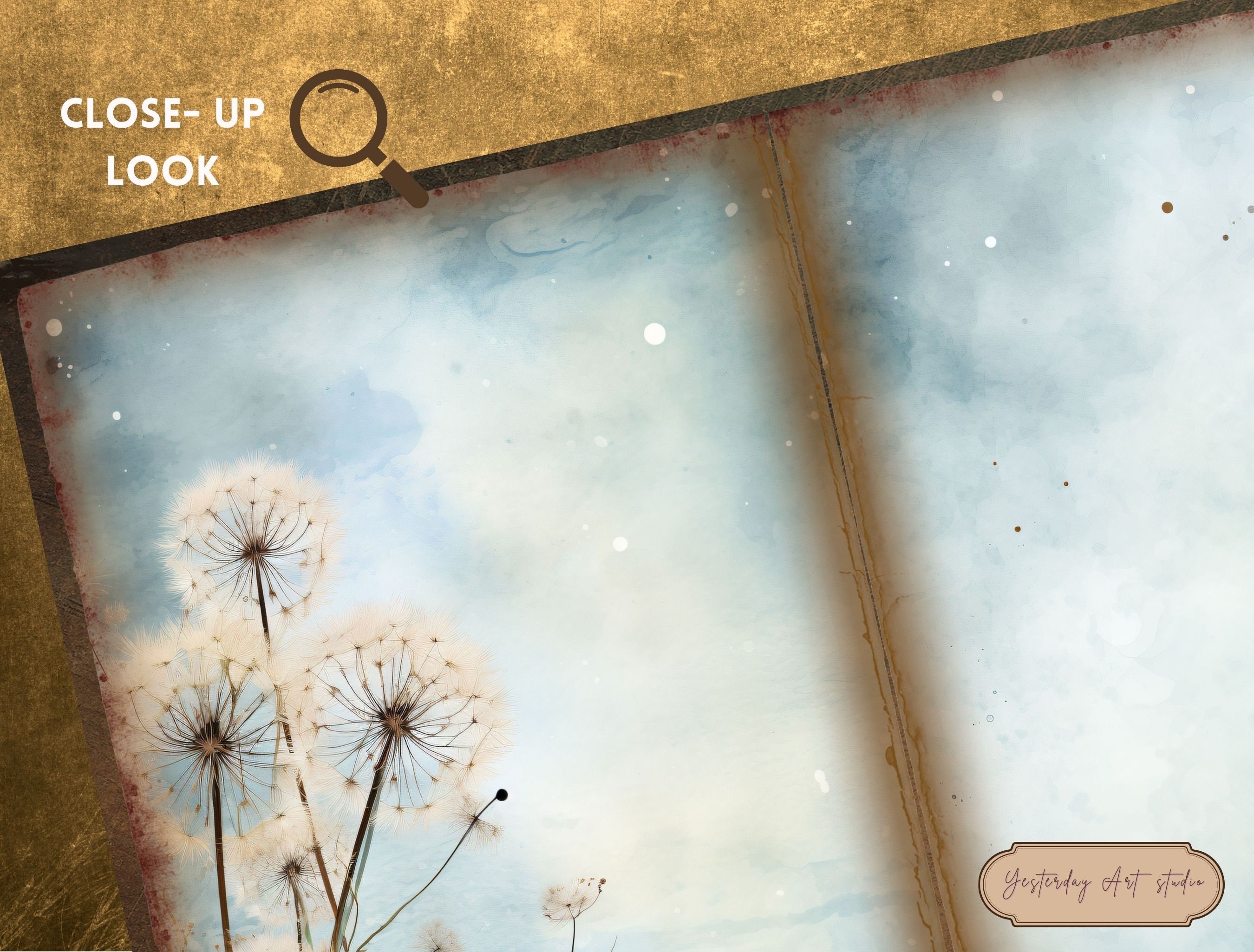 Dandelion Junk Journal Pages Ephemera Digital Scrapbook Paper Kit ...