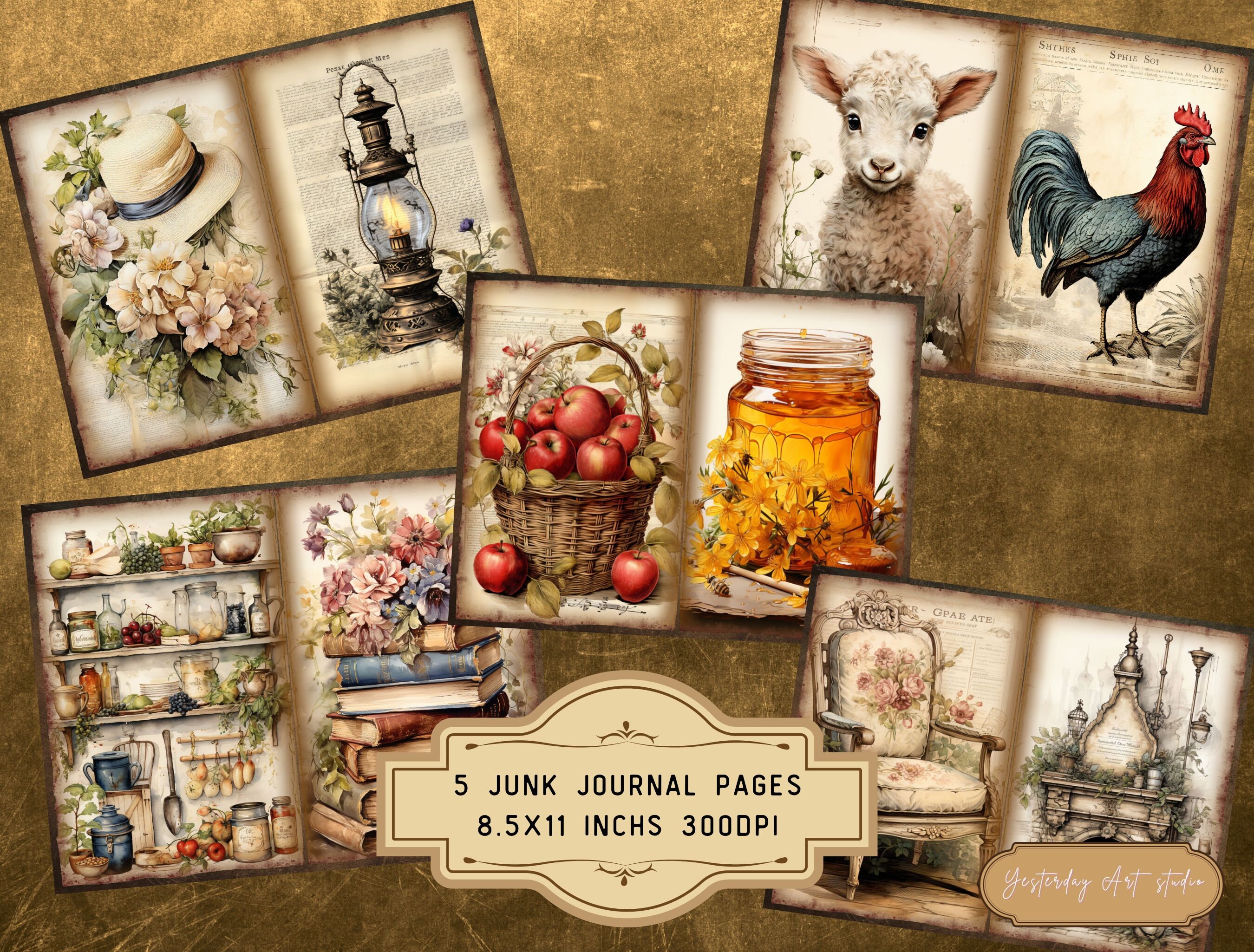 Farm Life Junk Journal Pages Digital Scrapbook Paper Kit Vintage ...