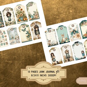 Adorable Cottage Girl Junk Journal BUNDLE Digital Scrapbook Paper Kit ...