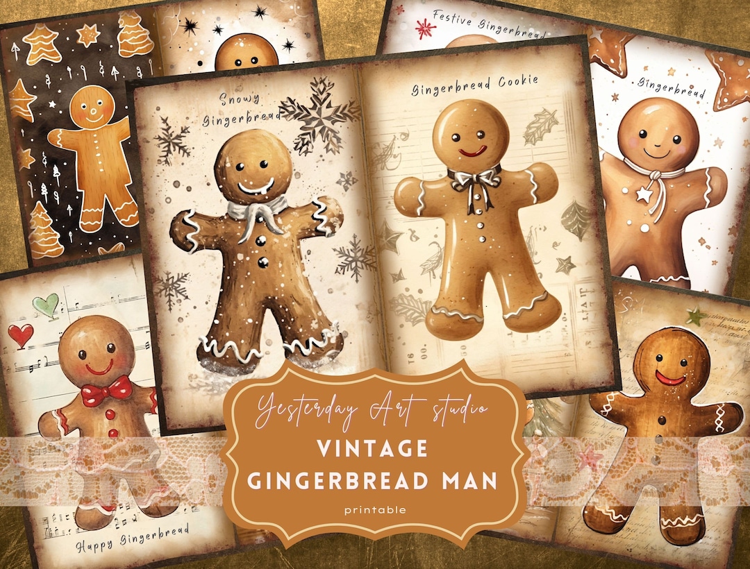 Vintage Gingerbread Junk Journal Pages Ephemera Digital Scrapbook Paper ...
