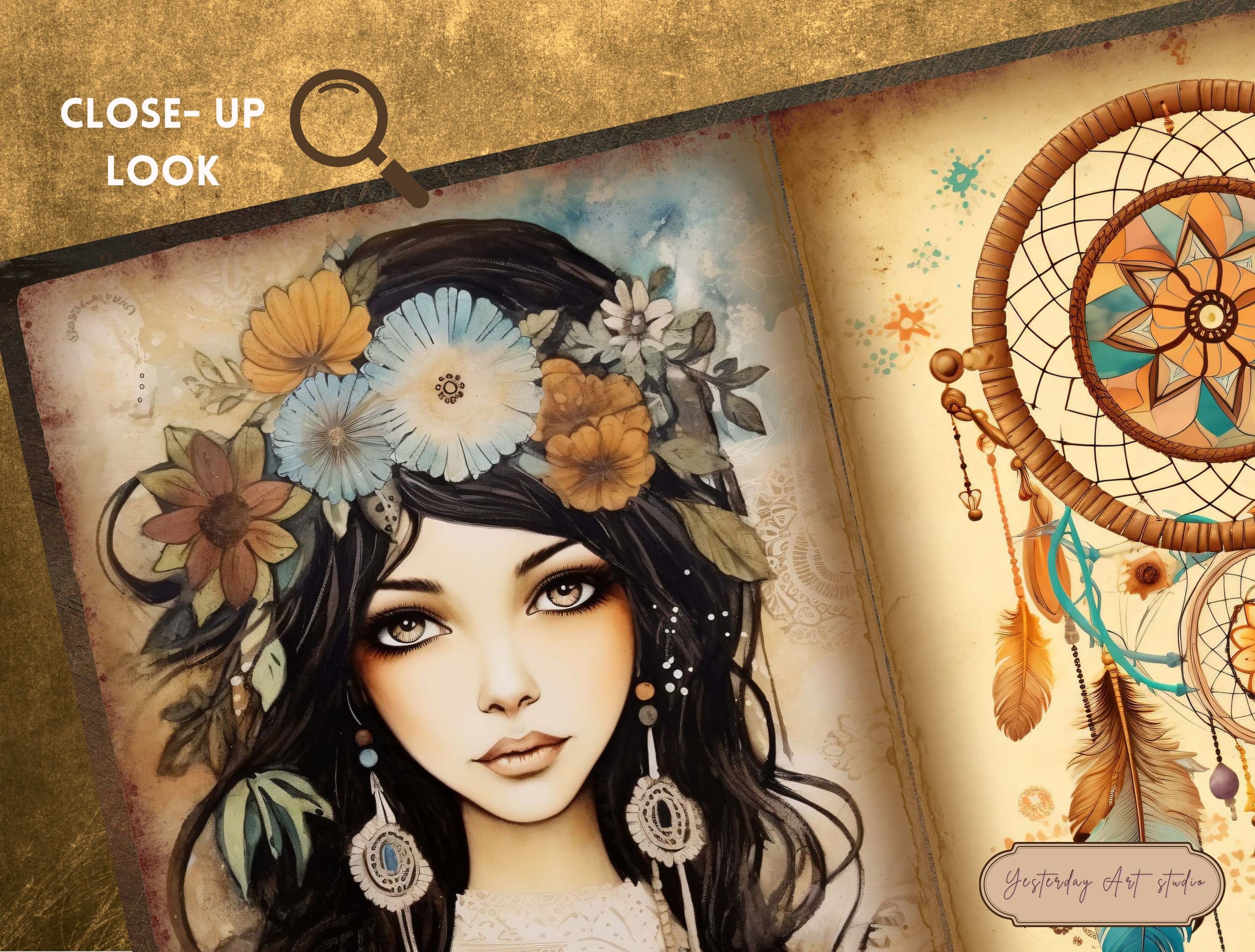 Hippie Junk Journal Pages Hippie Ephemera Digital Scrapbook Paper Kit ...