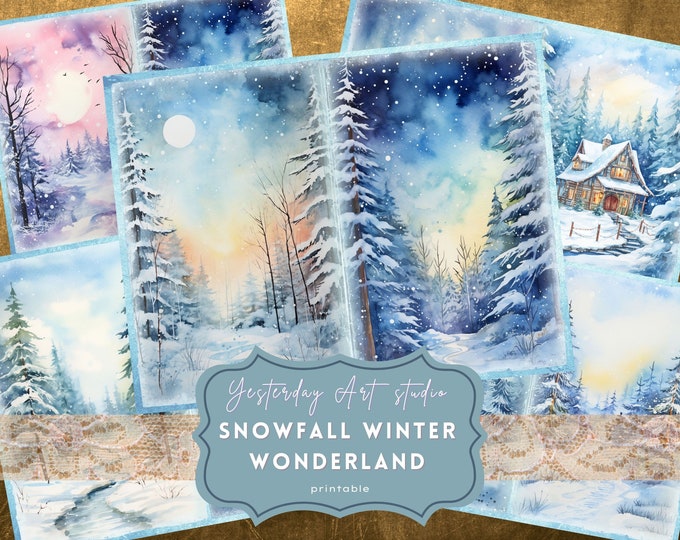 Winter Wonderland Junk Journal Page Digital Scrapbook Paper Kit Vintage ...