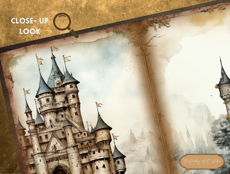 Old Castle Junk Journal Pages Ephemera Digital Scrapbook Medieval ...