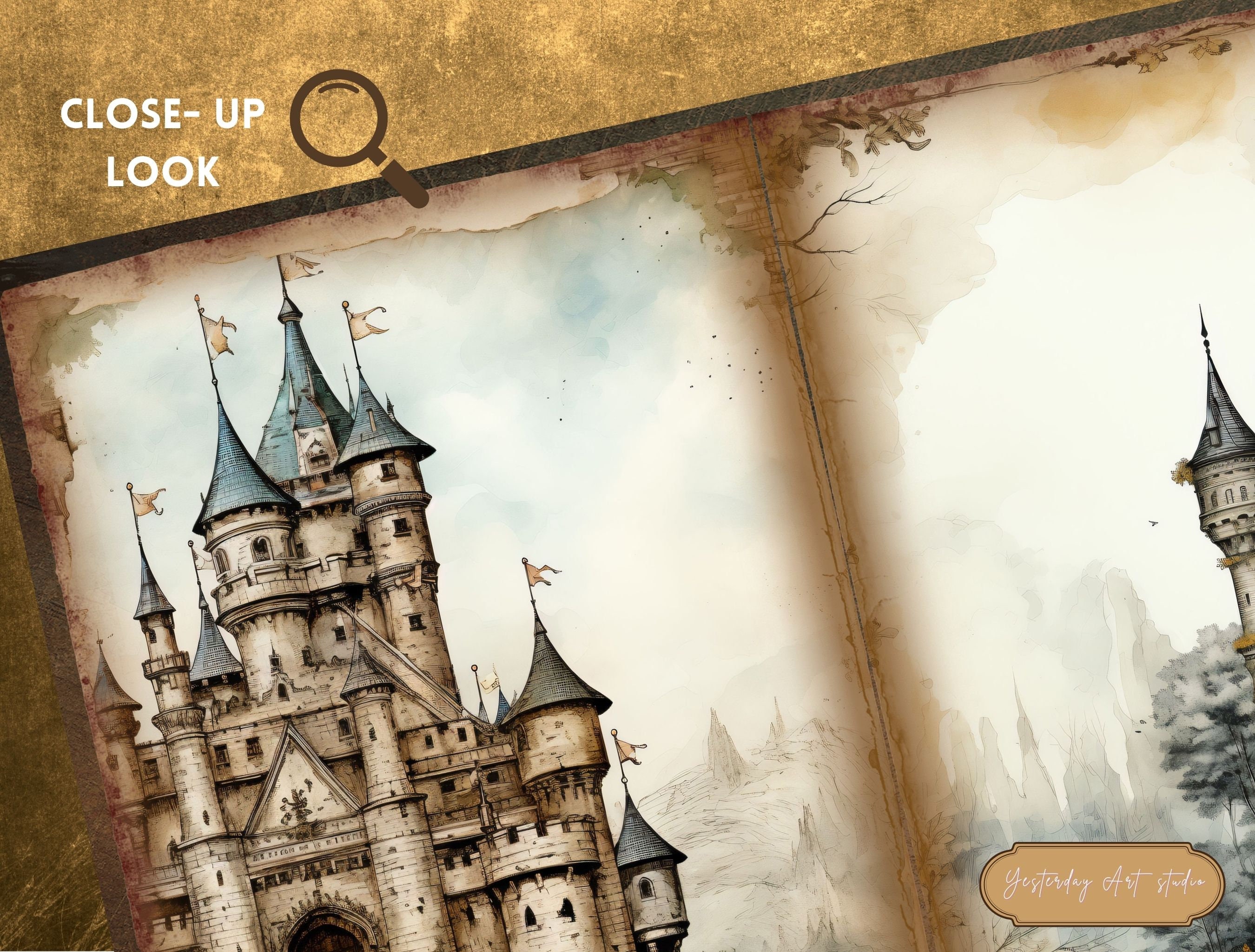 Old Castle Junk Journal Pages Ephemera Digital Scrapbook Medieval ...