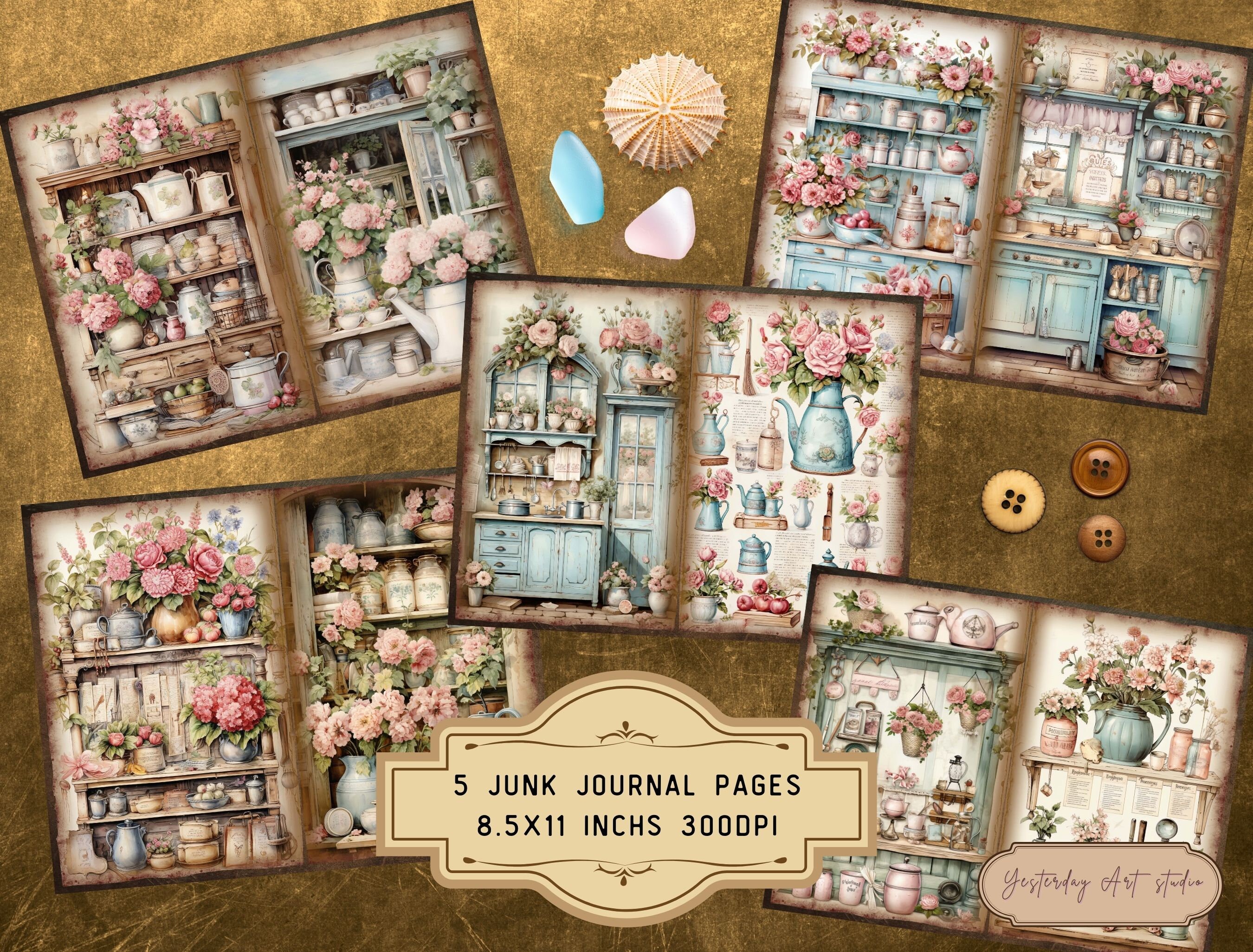 Cottage Core Kitchen Junk Journal Pages Ephemera Digital Scrapbook ...