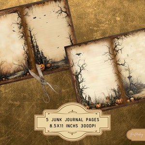 Halloween Junk Journal Printable Backgrounds Papers Halloween Forest ...