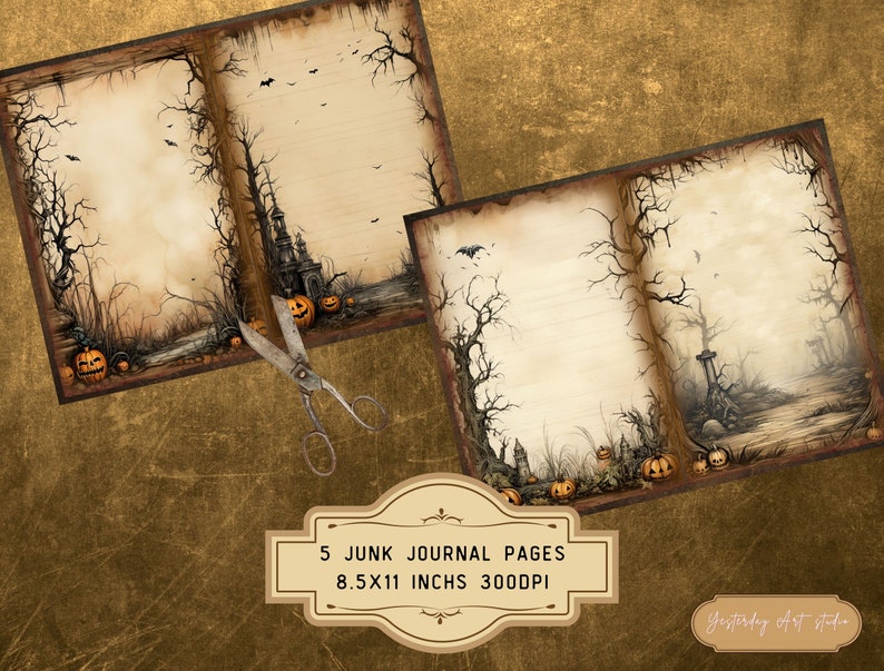 Halloween Junk Journal Printable Backgrounds Papers Halloween Forest ...