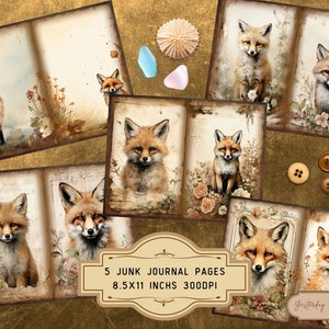 Fox Journal Pages Printable Ephemera Digital Scrapbook Fox Paper Kit ...
