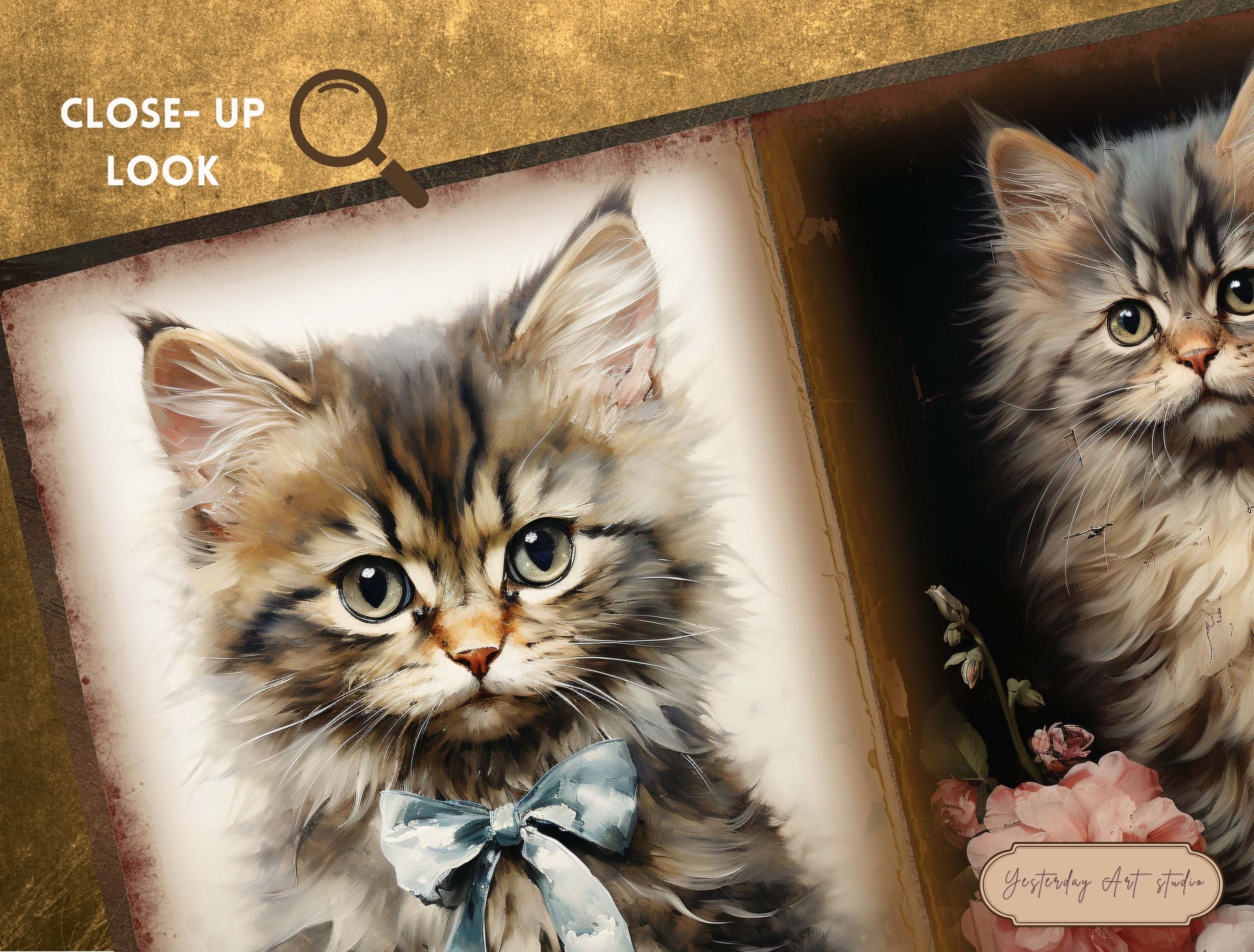 Cat Junk Journal Pagers Digital Scrapbook Paper Kit Ephemera Cat Junk ...