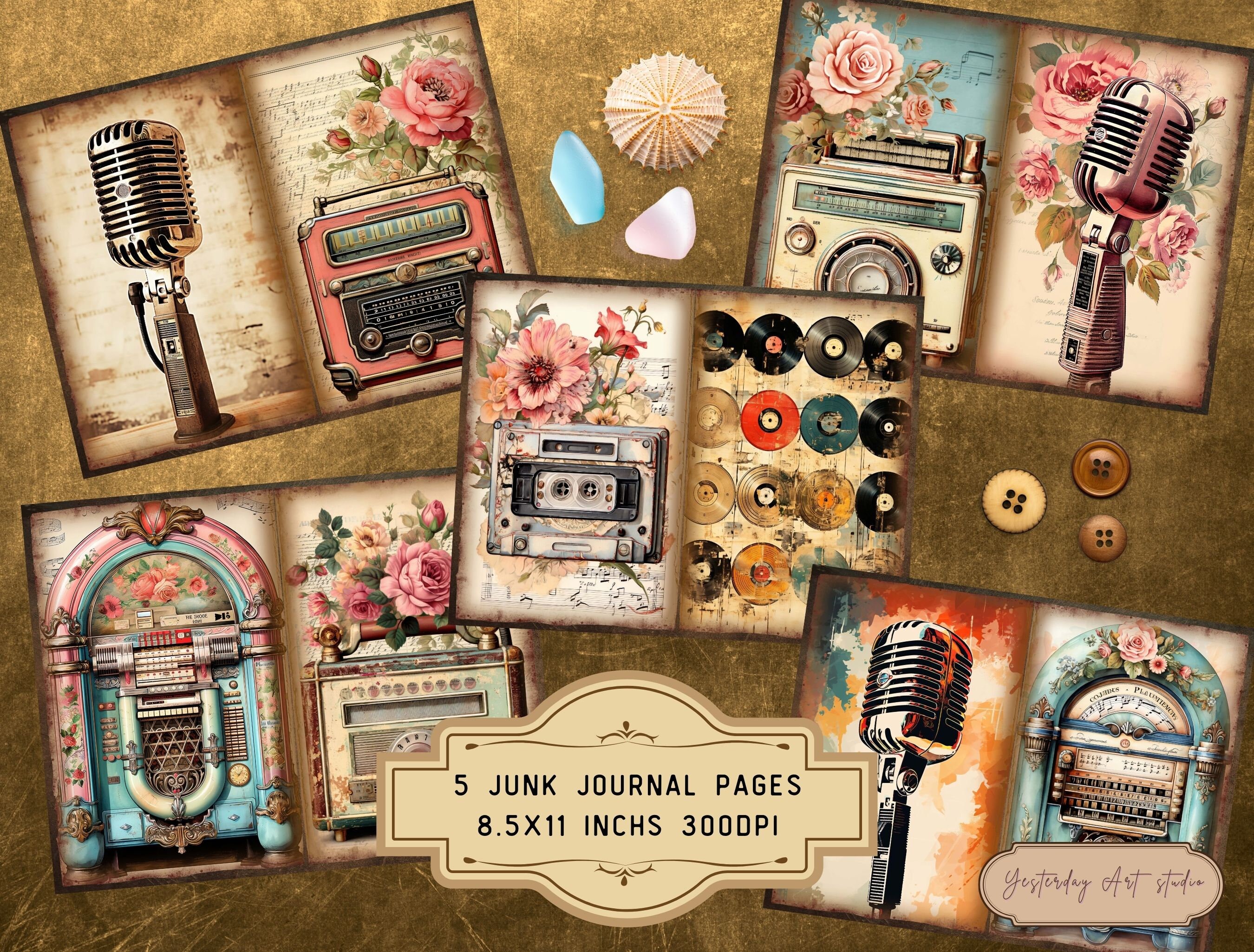 Vintage Recording Junk Journal Page Ephemera Digital Scrapbook Paper ...