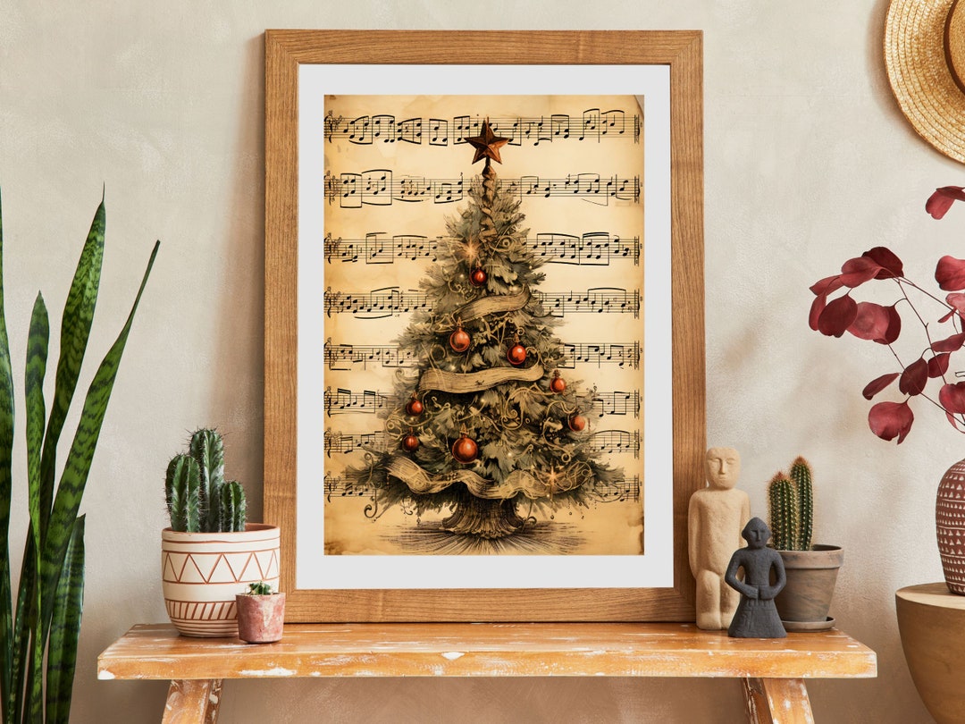 Christmas Sheet Music Wall Art Printable Christmas Wall Art Vintage ...