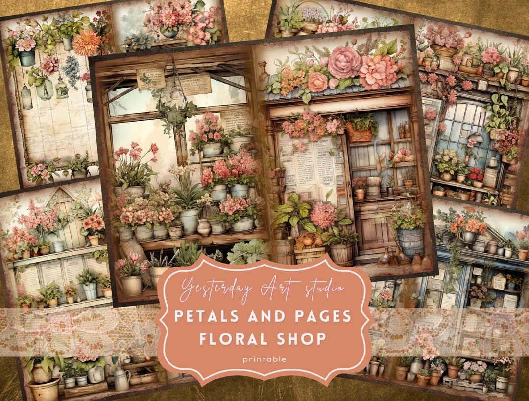 Floral Shop Junk Journal Pages Botanical Scrapbook Supplies Floral ...