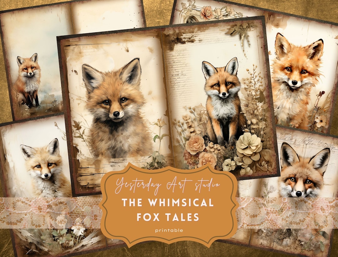 Fox Journal Pages Printable Ephemera Digital Scrapbook Fox Paper Kit ...