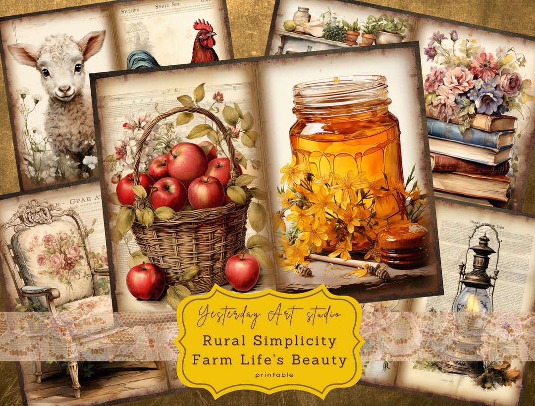 Farm Life Junk Journal Pages Digital Scrapbook Paper Kit Vintage ...