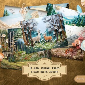 Paper Landscape Junk Journal Pages Ephemera Digital Scrapbook Paper Kit ...