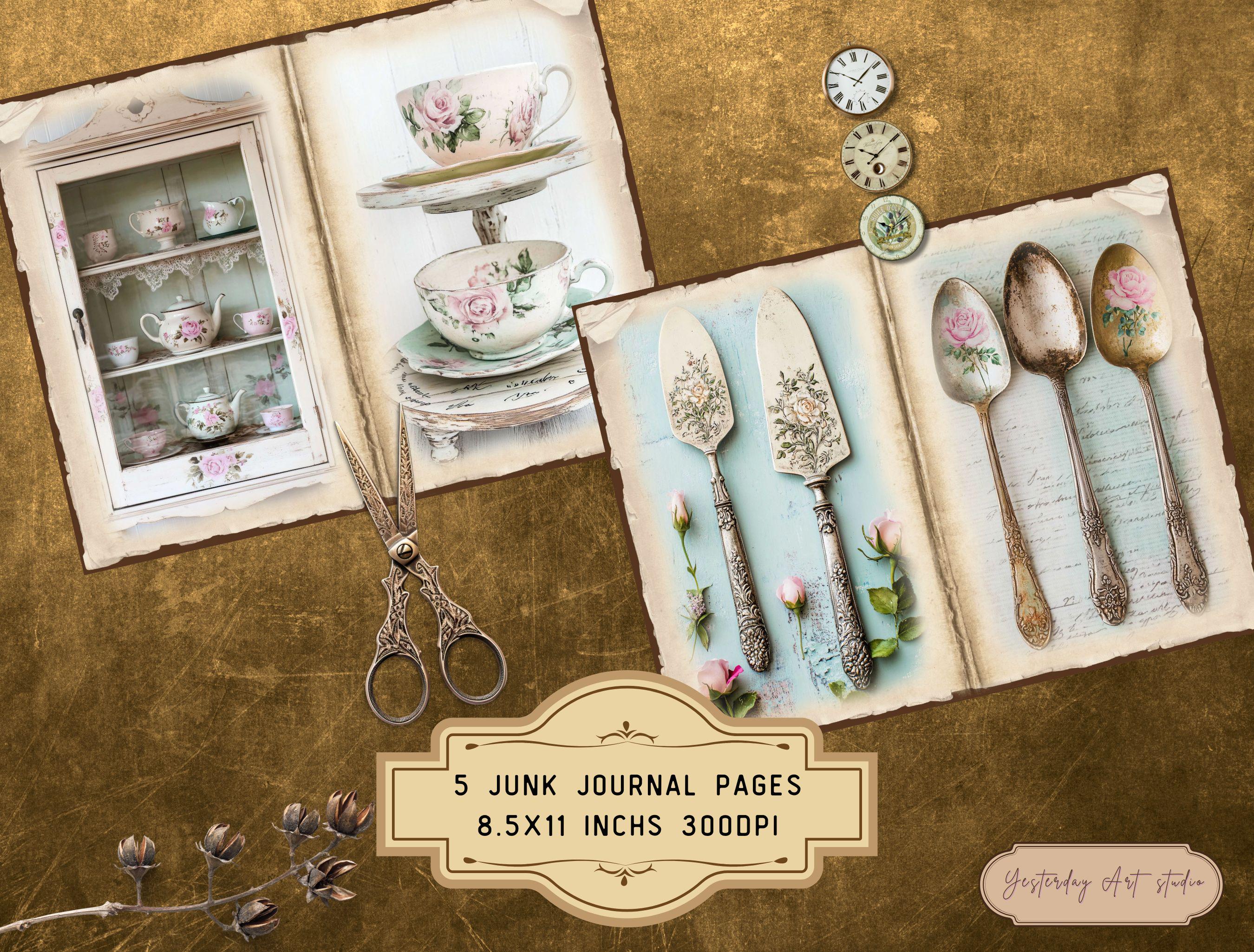 Shabby Chic Floral Teapot Junk Journal Kit Tea Journal Printable Pages ...