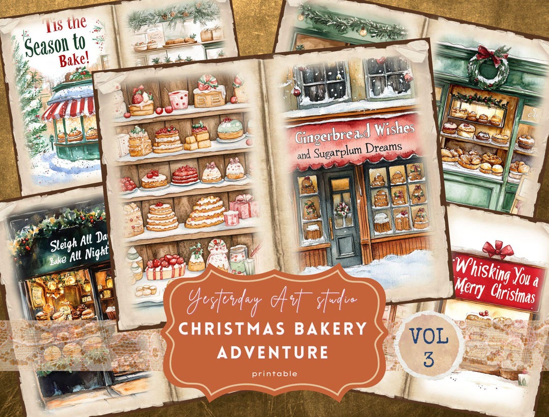 Christmas Bakery Junk Journal Pages Hot Cocoa Gingerbread Bakery ...
