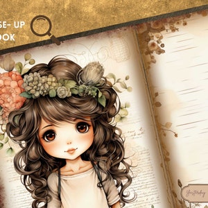 Adorable Cottage Girl Junk Journal Pages Digital Scrapbook Paper Kit ...