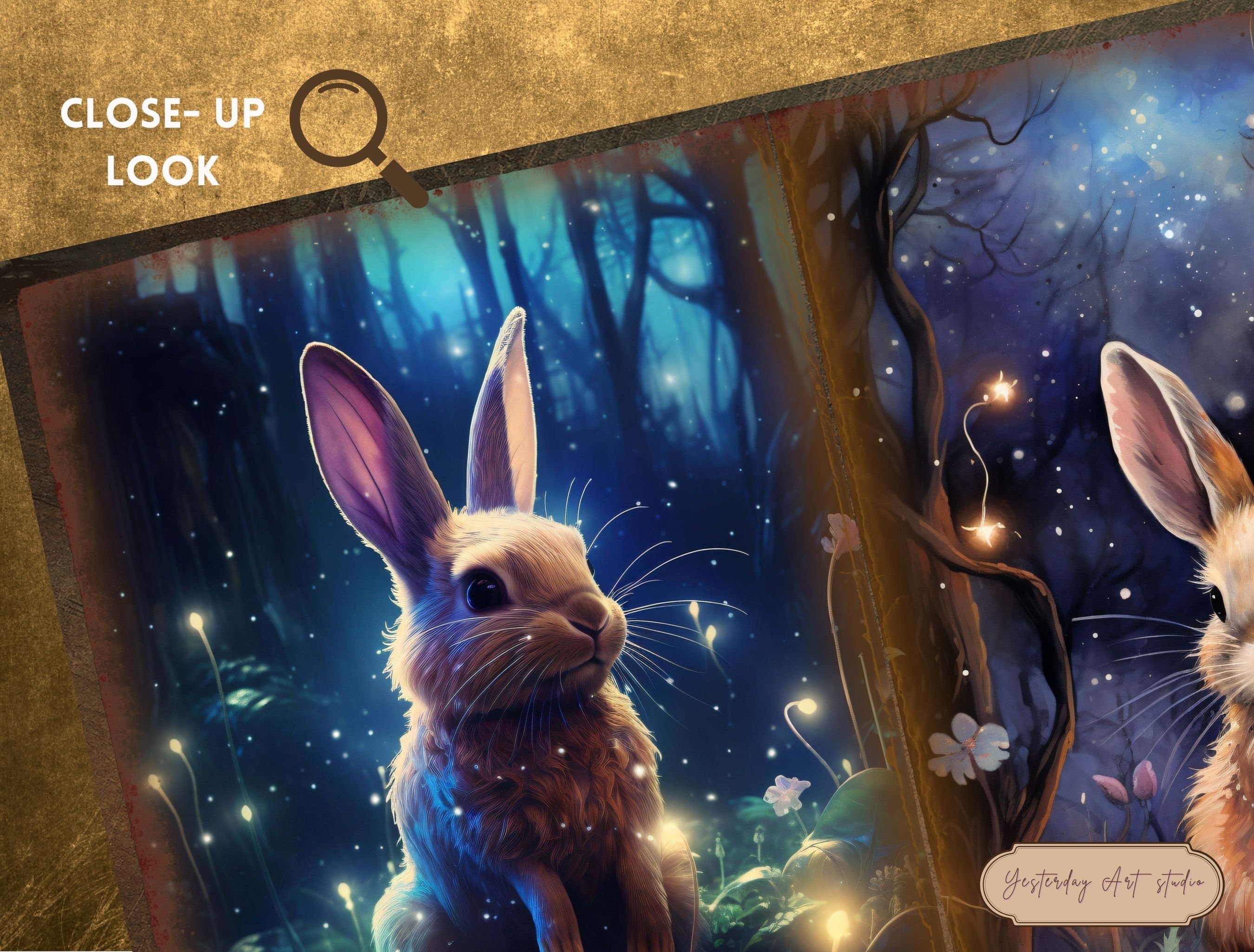Magical Glowing Bunny Journal Pages Printable Ephemera Digital - Etsy