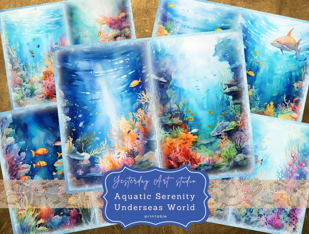 Undersea World Junk Journal Pages Digital Scrapbook Paper Kit Ephemera ...