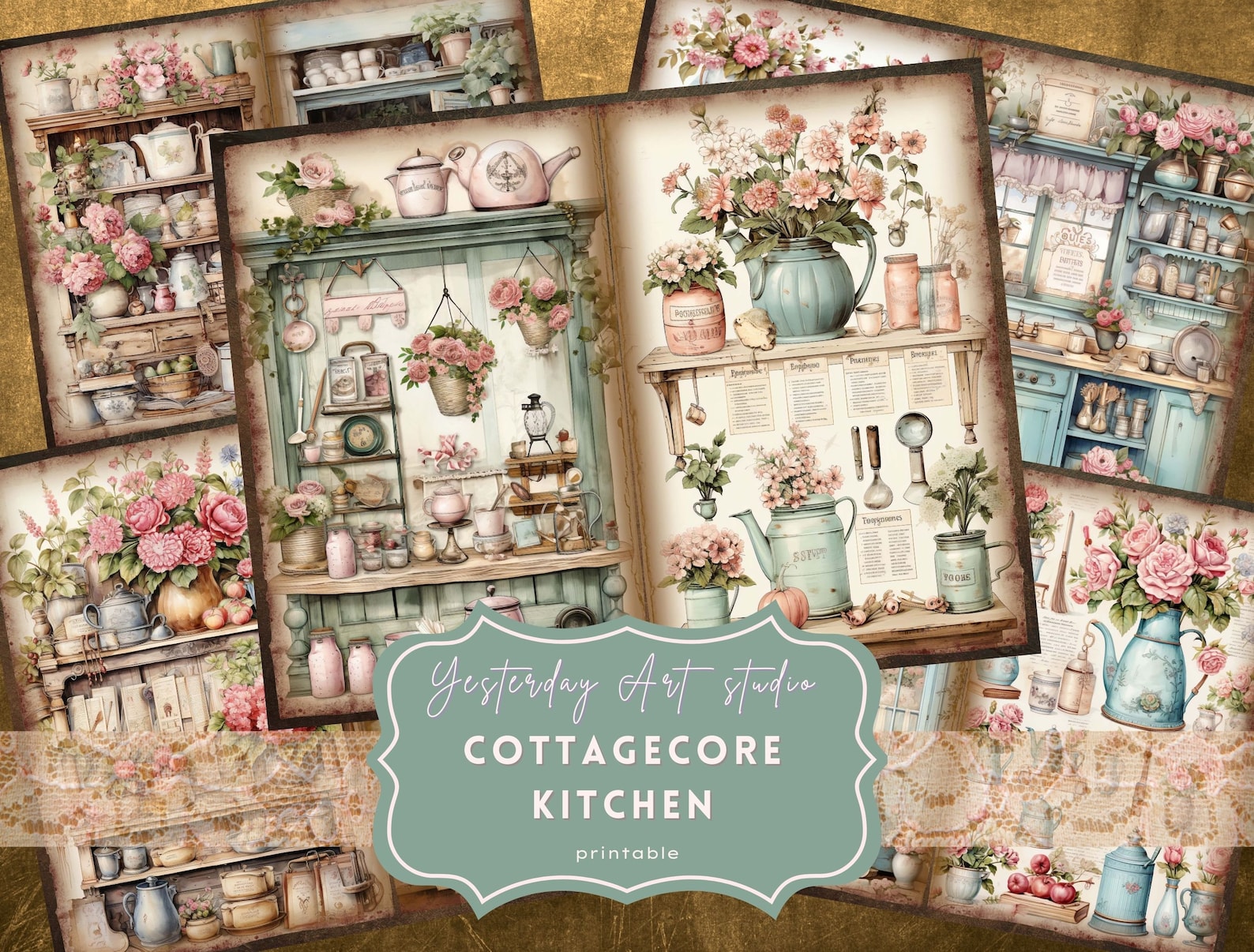 Cottage Core Kitchen Junk Journal Pages Ephemera Digital Scrapbook ...