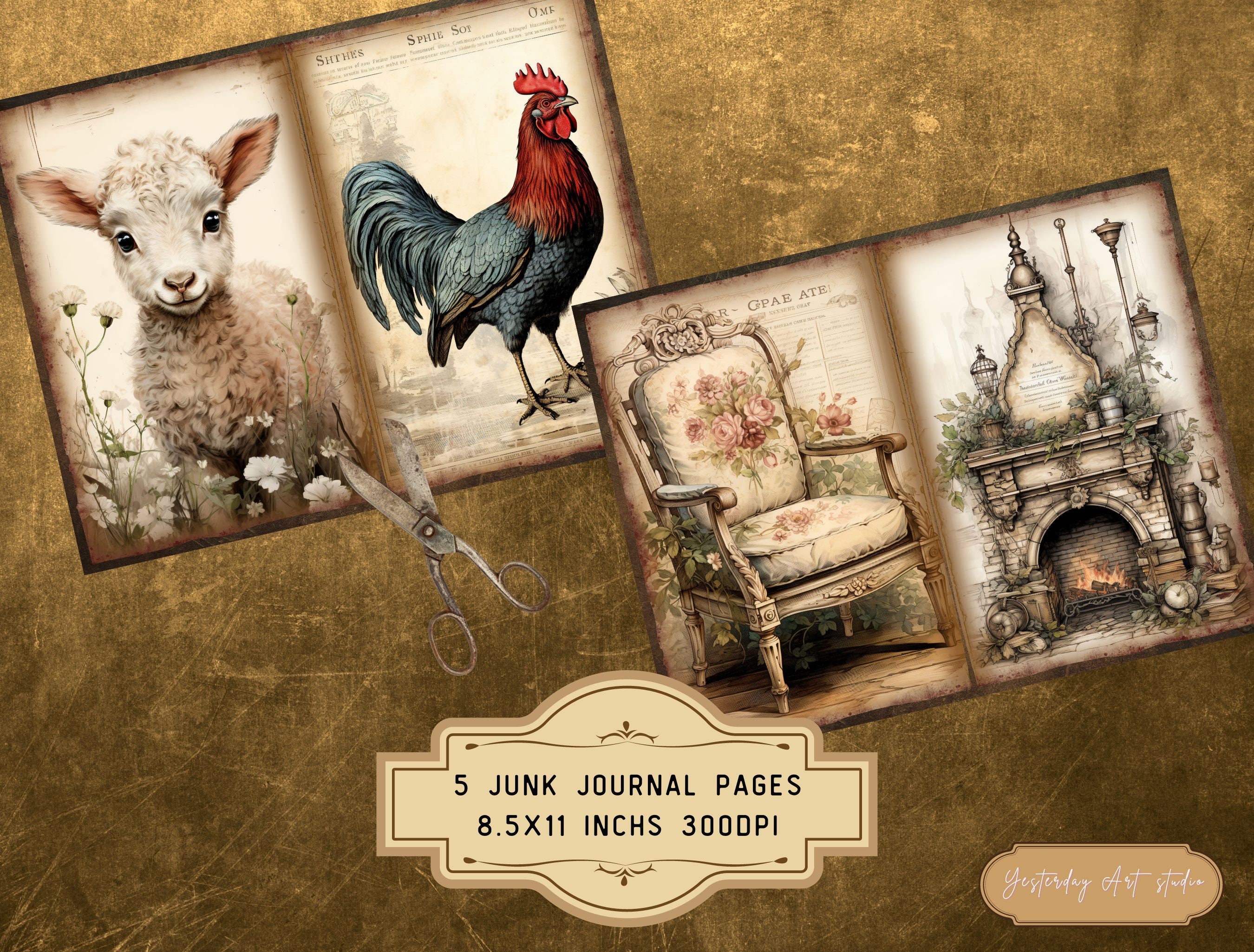 Farm Life Junk Journal Pages Digital Scrapbook Paper Kit Vintage ...