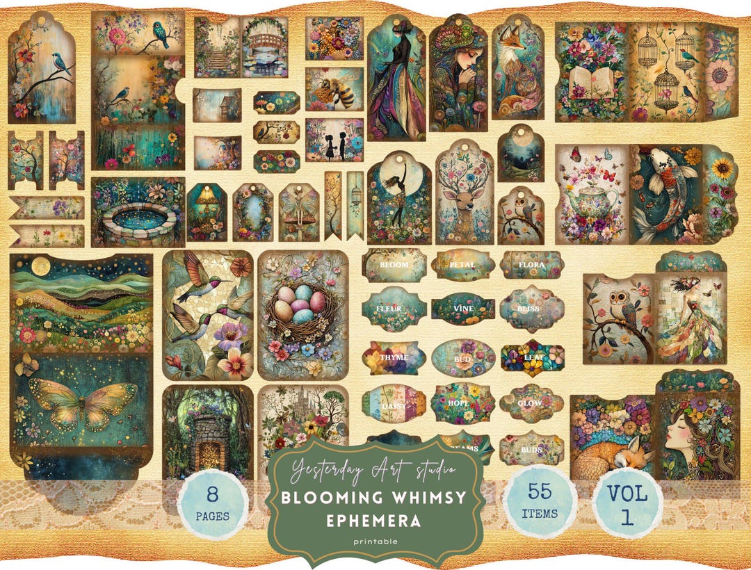 Blooming Whimsy Junk Journal Pages Whimsical & Floral Junk Journal Kit ...
