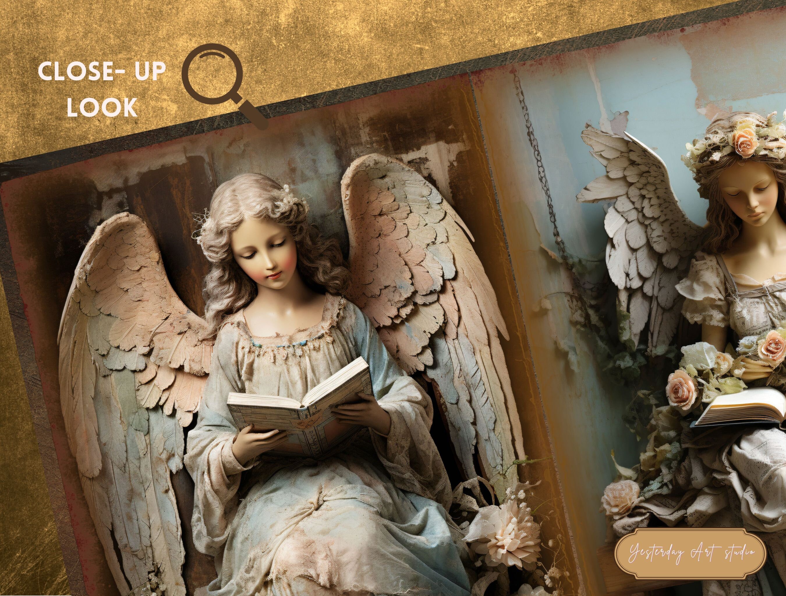 Heavenly Angel Junk Journal Pages Digital Scrapbook Paper Kit Vintage ...