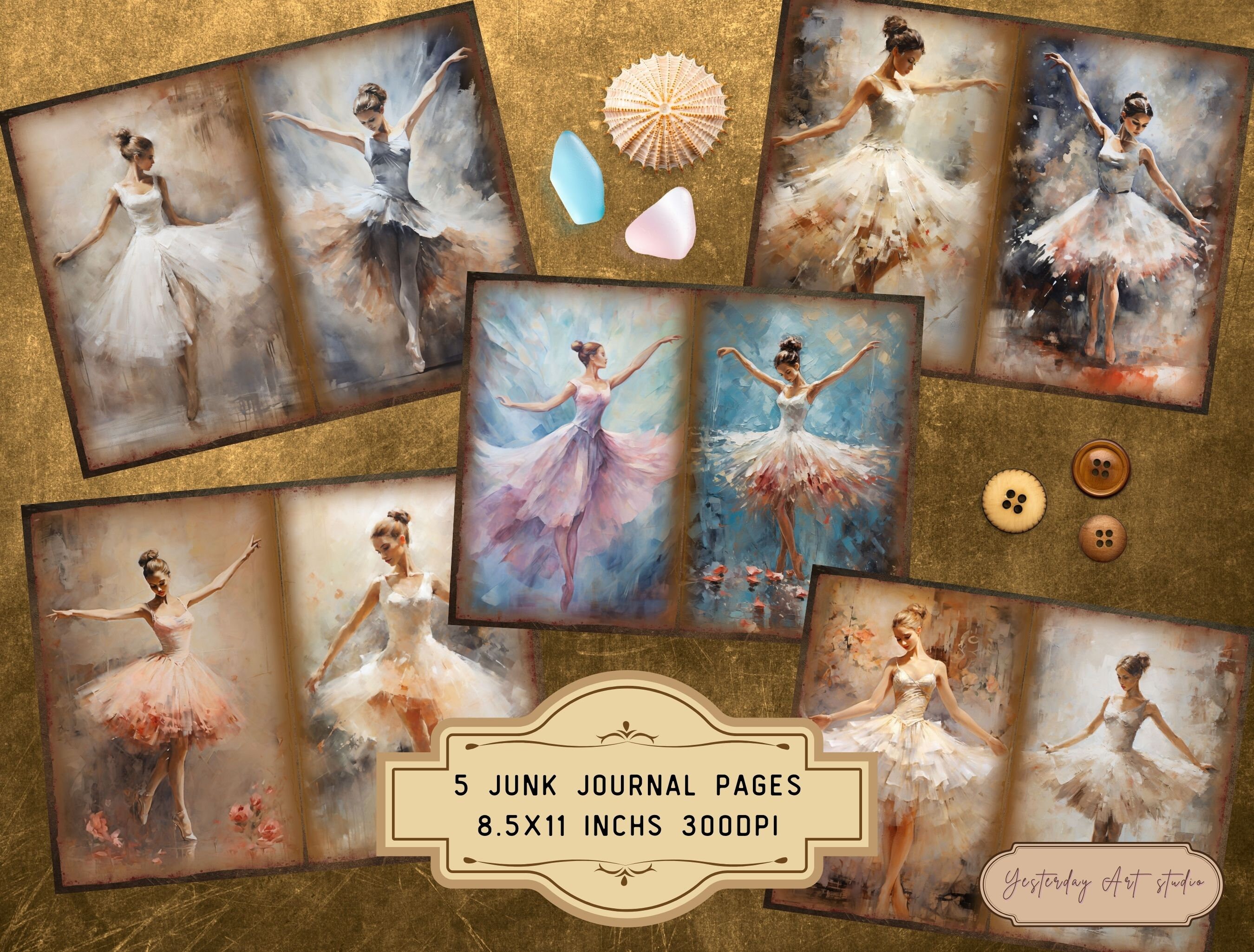 Ballerina Junk Journal Pages Ballerina Ephemera Digital Scrapbook Paper ...