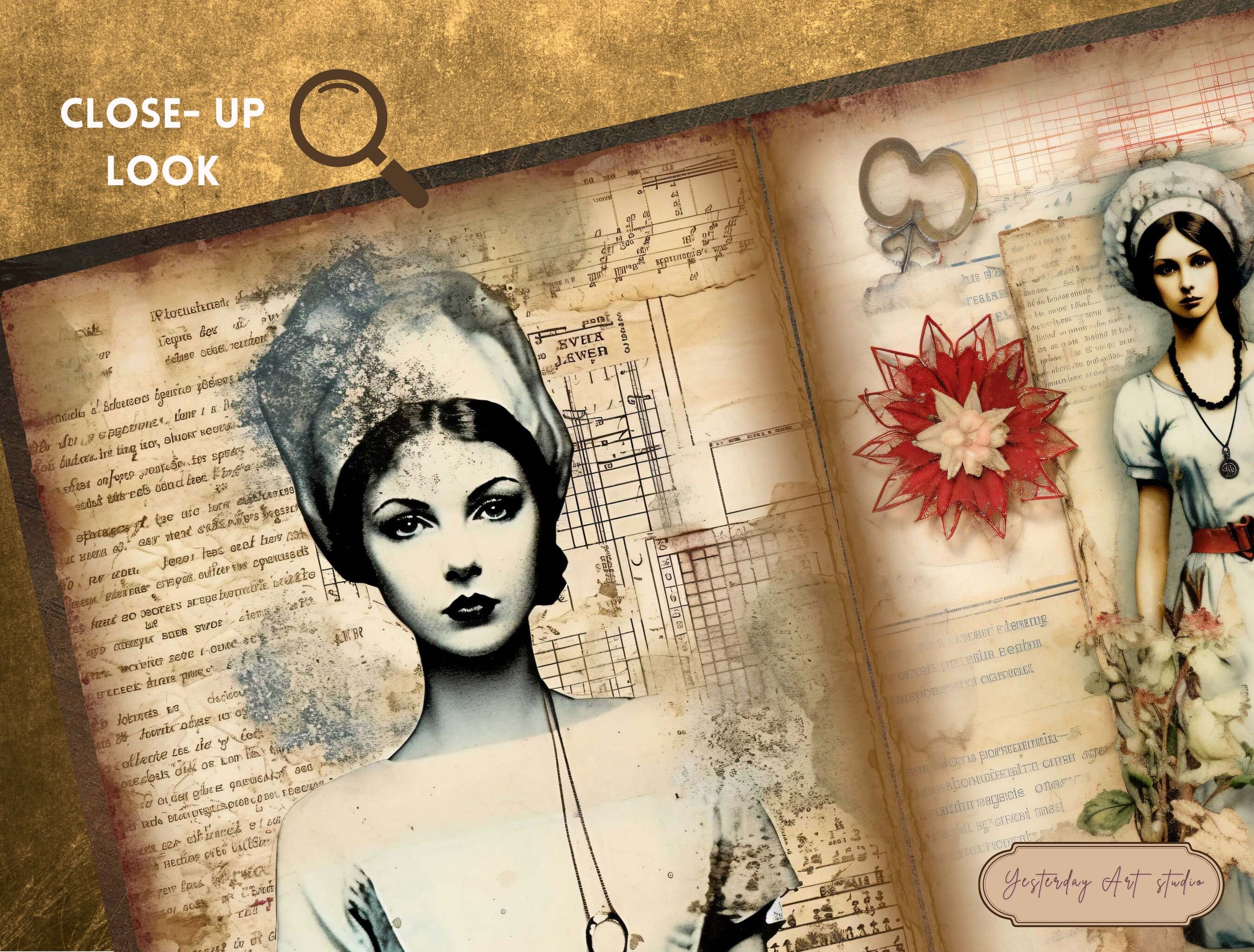 Nurses Junk Journal Pages Digital Scrapbook Paper Kit Collage Vintage ...