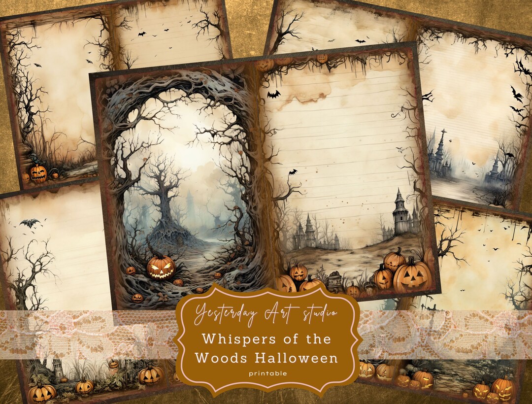 Halloween Junk Journal Printable Backgrounds Papers Halloween Forest ...