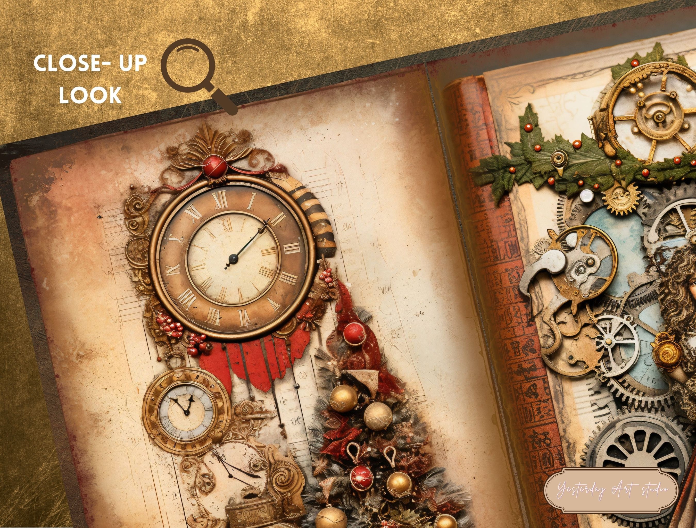 Steampunk Junk Journal Pages Digital Scrapbook Paper Kit Ephemera ...