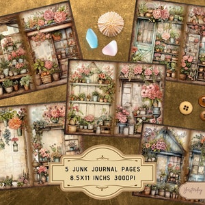 Floral Shop Junk Journal Pages Botanical Scrapbook Supplies Floral ...