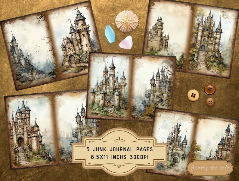 Old Castle Junk Journal Pages Ephemera Digital Scrapbook Medieval ...