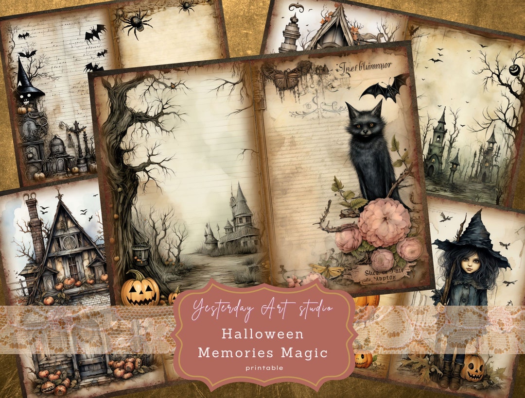 Halloween Junk Journal Printable Backgrounds Papers Pumpkins Junk ...