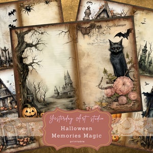Halloween Junk Journal Printable Backgrounds Papers Pumpkins Junk ...