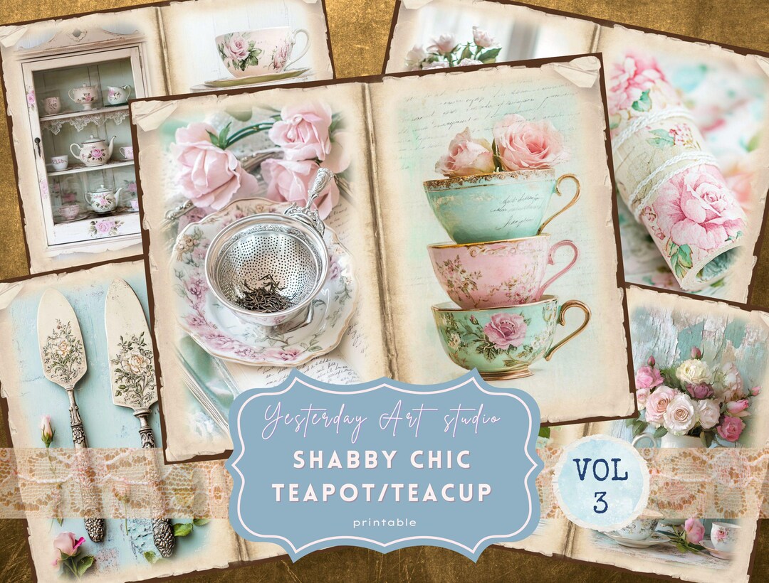 Shabby Chic Floral Teapot Junk Journal Kit Tea Journal Printable Pages ...
