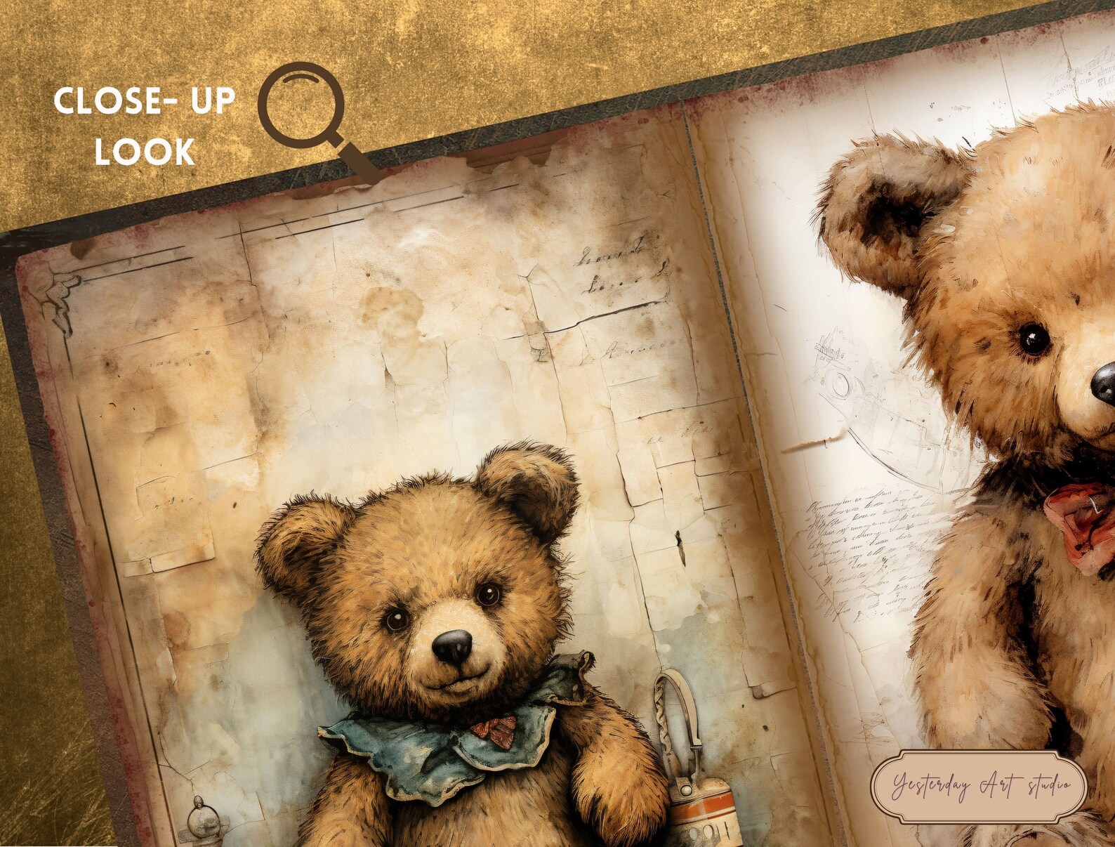 Junk Journal Printable Bears Pages Bear Ephemera Digital Scrapbook ...