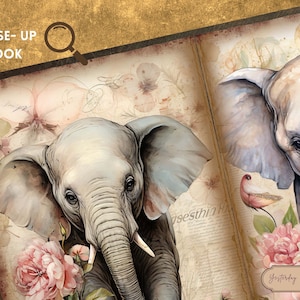 Elephant Junk Journal Printable Ephemera Digital Wildlife Scrapbook ...