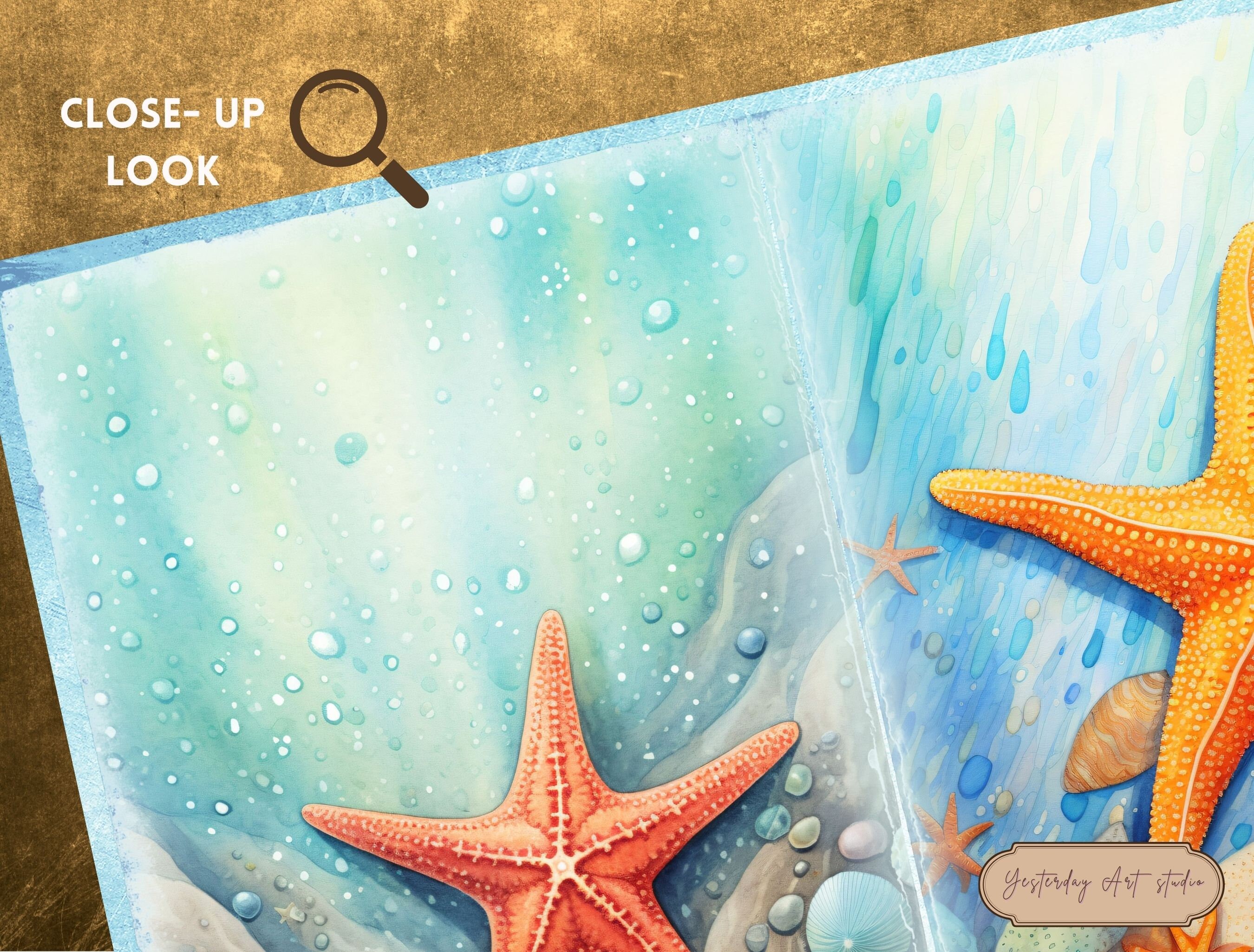 Starfish Junk Journal Pages Ocean Ephemera Digital Scrapbook Paper Kit ...