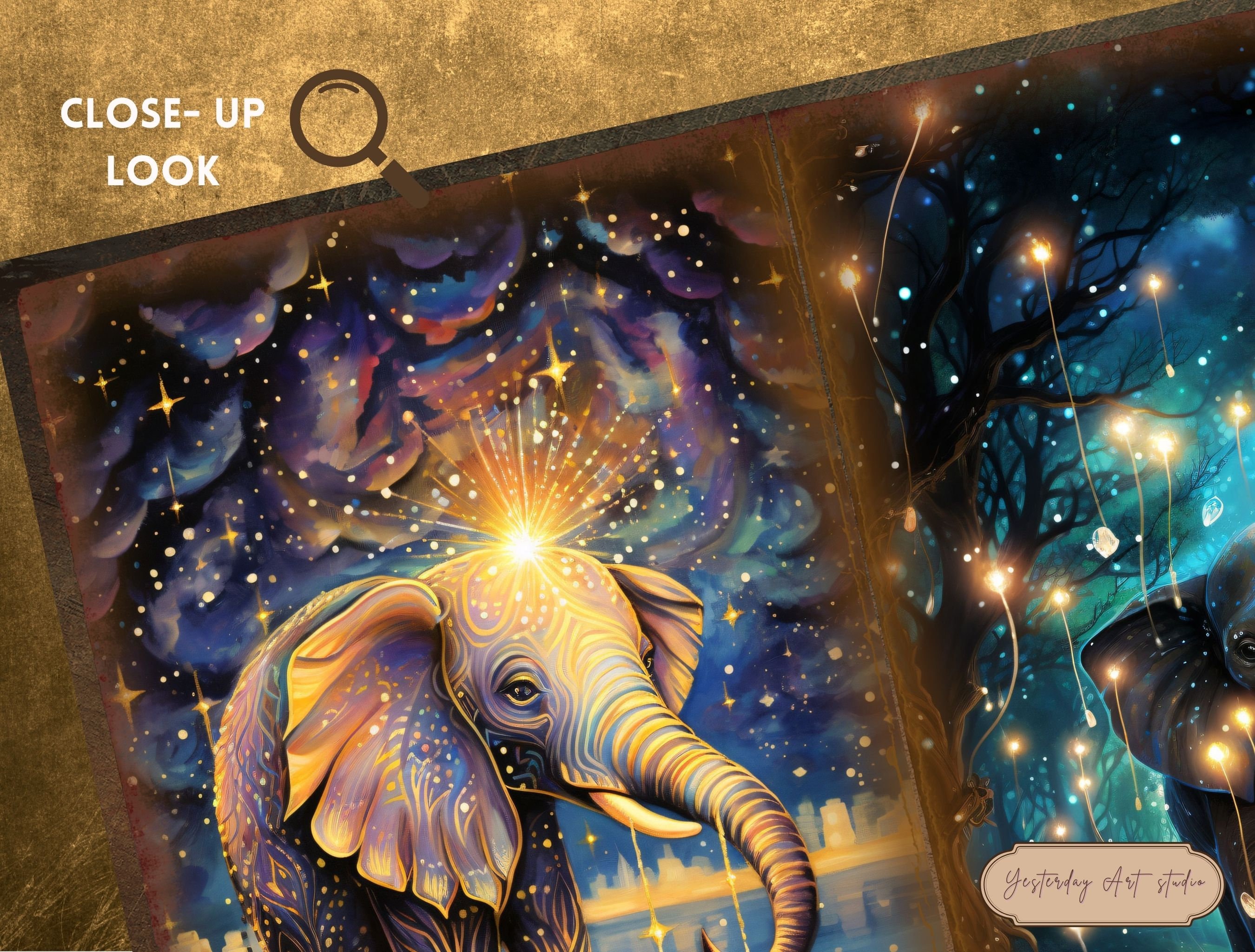 Magical Glowing Elephant Journal Pages Printable Ephemera Digital ...