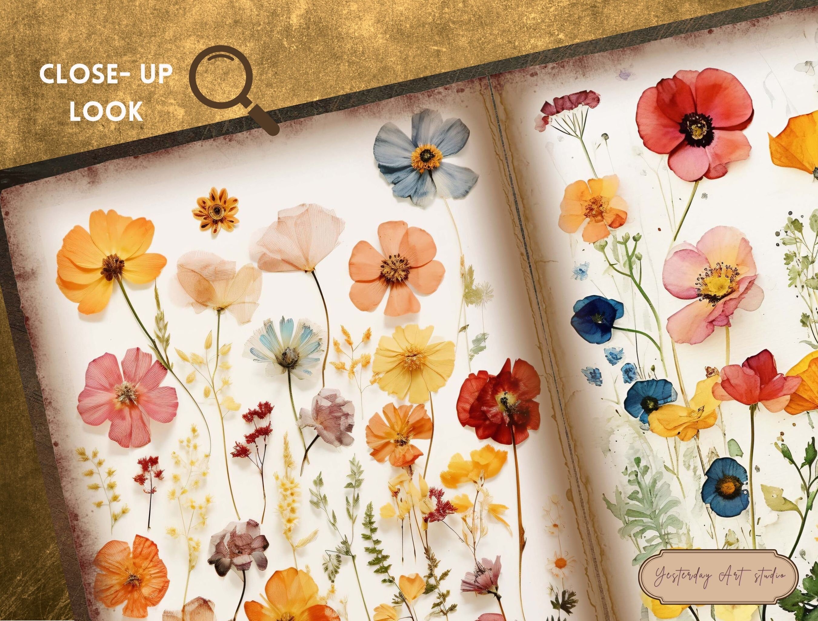 Pressed Flowers Junk Journal Printable Papers Scrapbook Paper Kit ...